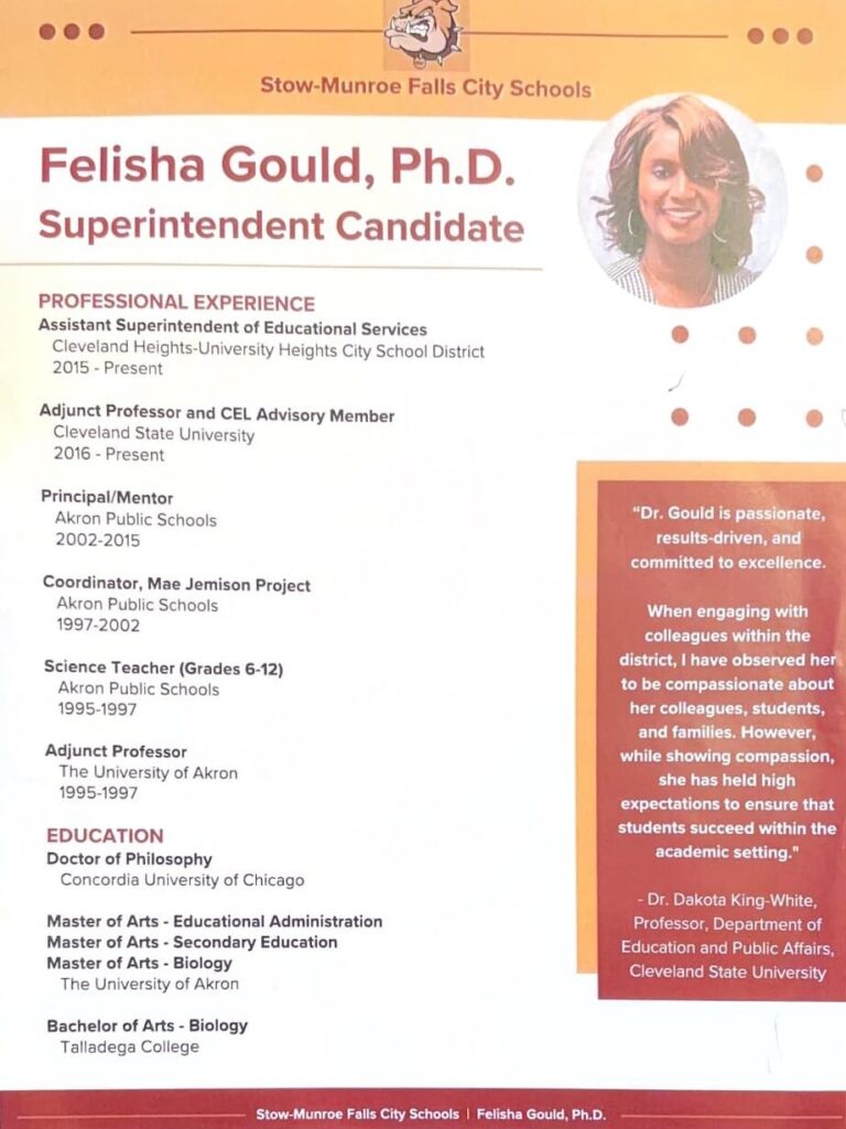 Why We Support Dr. Felisha Gould for Stow-Munroe Falls Superintendent ...